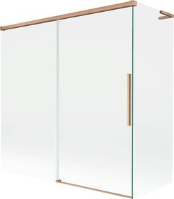 Mexen Rox, L posuvná 2-křídlová vanová zástěna 160 + 80 x 150 cm, 8mm čiré sklo, měděný matný profil, 8C9L-160-080-65-00