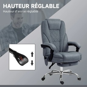 Vinsetto Masážní kancelářská židle s vytápěním - ergonomická židle s nastavitelnou výškou, sklápěním opěradla, drátovým ovladačem, zasouvatelným opěr…