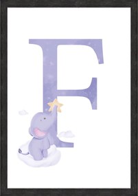 Abeceda písmena se slonem - Obraz, Plakát Velikost: B2 - 50x70 cm, Volba rámu: s černým rámem, Písmeno: F