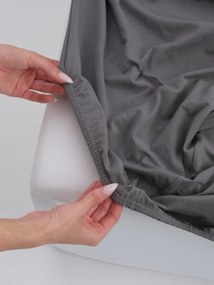 MK Lůžkoviny Jersey prostěradlo s elastanem Deluxe 220 × 200 cm – tmavě šedé