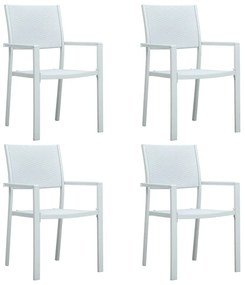 Zahradní židle 4 ks bílé plast ratanový vzhled