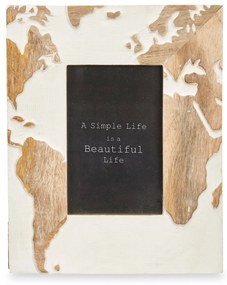 Fotorámeček 10 x 15 cm, mangové dřevo, mapa světa