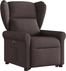 Elektrické zvedací polohovací křeslo tmavě hnědé textil 3303399