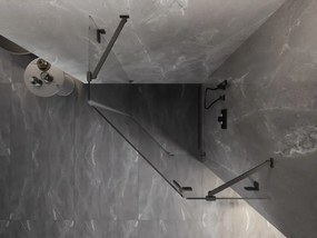 Mexen Lunar, pětiúhelníkový sprchový kout s pravým sklonem 90 x 90 cm, 8mm čiré sklo, pistolově šedý kartáčovaný - 831-090P-090L-66-00-P