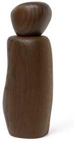 ferm LIVING Dřevěný mlýnek s keramickým strojkem Pebble Dark Brown, hnědá barva, dřevo, keramika