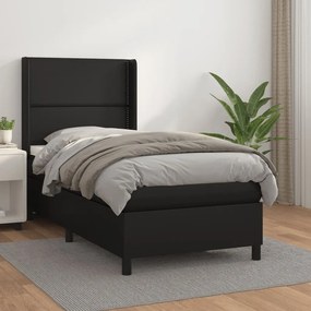 vidaXL Box spring postel s matrací 90x190 cm umělá kůže [3132415] Barva: Černá