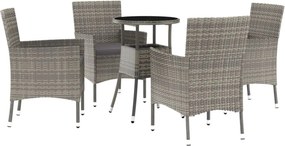 5dílný zahradní bistro set s poduškami šedý polyratan 3187419