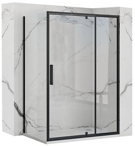 Rea Rapid Swing, rohový sprchový kout 100 (dveře) x 80 (stěna) x 195 cm, 6mm čiré sklo, černý profil, KPL-009928