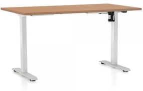 Výškově nastavitelný stůl OfficeTech A, 140 x 80 cm, bílá podnož