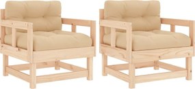 vidaXL Zahradní židle s poduškami 2 ks impregnovaná borovice [825443] Barva: Přírodní borovice