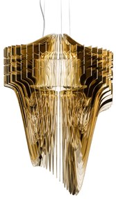 Slamp Aria S gold, závěsný světelný objekt od Zaha Hadid, 2x E27 + 7W LED, délka 75cm