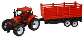 Traktor s vlečkou na setrvačník, červený, 32cm