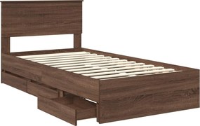 Rám postele se zásuvkou Hnědý dub 100 x 200 cm Inženýrské dřevo 3410741