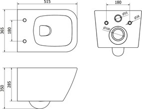 Mexen Madox WC mísa Rimless s pomalu klesající deskou slim, duroplast, černá mat - 30154070