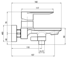 RAV Slezák Nil Baterie vanová nástěnná s přepínačem, metal grey NL254.5MG