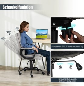 Costway Ergonomická kancelářská židle s područkami a kolečky Výškově