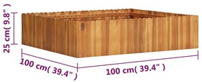 Vyvýšený záhon 100 x 100 x 25 cm masivní akáciové dřevo - Default Title