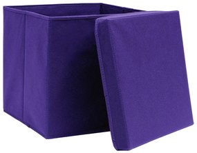 Úložné boxy s víky 10 ks 28 x 28 x 28 cm fialové - Default Title