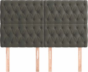 Čelo postele tmavě šedé 160x7x118/128 cm sametové 3116723