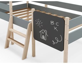 Domečková/vyvýšená dětská postel šedozelená z borovicového dřeva s roštem 90x190 cm Mint – Marckeric