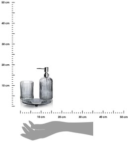 Sada koupelnových doplňků Ari, grafitové sklo/s chromovými prvky