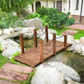 Costway Dřevěný most se zábradlím, zahradní most, nosnost do 120 kg, jezírkový