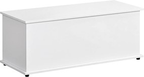 HOMCOM Dřevěný Úložný Truhlicový Otoman s Víkem pro Uložení v Ložnici a Obývacím Pokoji, Nosnost 120 kg, 100x40x40 cm, Bílý