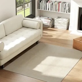HOMCOM koberec do obývacího pokoje 120x160 cm, pratelný v pračce, dlouhý měkký vlas, moderní styl, krémový