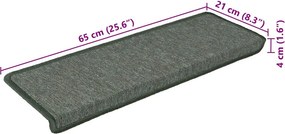 Schodové rohože 30 ks 65 x 21 x 4 cm tmavě zelené s obdélníkovým okrajem 3365773