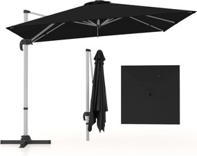 Costway Slunečník obdélníkový s klikou – 300 × 300 cm, černý