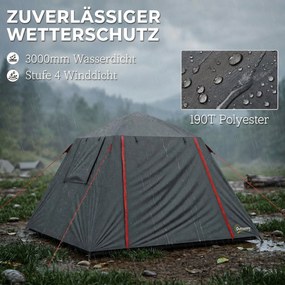 Outsunny stan pro 2 osoby, voděodolný 3000 mm – kupolový stan s 2 vchody, 4 okny, transportní taškou a háčkem na lucernu – kempování/turistika/cesty