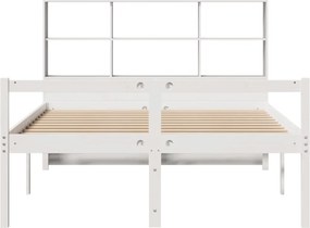 Postel s knihovnou bez matrace bílá 160x200 cm masivní borovice 3322021
