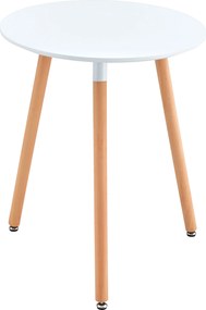 Jídelní stůl, bílá/buk, průměr 60 cm, ELCAN NEW TYP 1