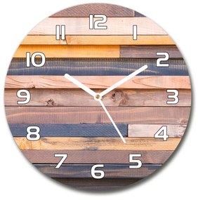 Wallmuralia Skleněné hodiny na stěnu Dřevěná stěna fi 30 cm
