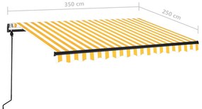 vidaXL Marketos Automatická zatahovací markýza 350 x 250 cm žlutobílá