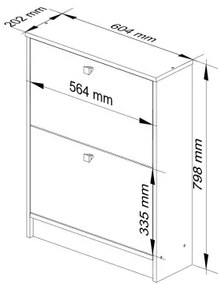 2 křídlový botník 60 cm lesklý bílý
