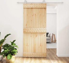vidaXL Posuvné dveře s kováním 90 x 210 cm masivní borové dřevo [3203089]