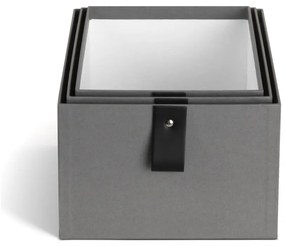 Šedé kartonové úložné boxy v sadě 3 ks 20,5x29,5x14,5 cm Aston Paper Laminate – Bigso