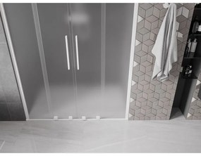 Mexen Velar Duo, posuvné sprchové dveře do otvoru 160 cm, 8mm sklo námraza, bílá matná, 871-160-000-32-20