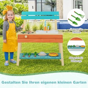 Costway Dětská kuchyňka na hraní, dřevěná dětská kuchyňská sada s jídlem