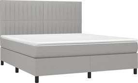 Box spring postel s matrací a LED světle šedá 180x200 cm textil 3135053