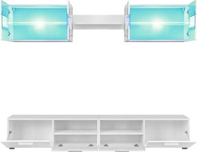 vidaXL 5dílná obývací stěna s LED osvětlením s vysokým leskem [246027] Barva: Černá