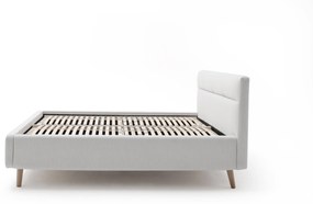 Šedá čalouněná postel Lotte 160x200 s úložným prostorem