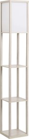HOMCOM Stojací lampa se 3 policemi Stojací lampa, interiérové osvětlení, E27, do 40W, E1-MDF, akryl, dub+bílá, 26x26x160 cm| Aosom