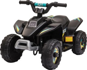 HOMCOM Elektrická čtyřkolka pro děti 18-36 měsíců, na baterie 6V s vpřed a vzad, maximální zatížení 20 kg, 72x40x45.5 cm, černá