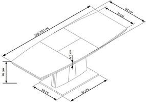 Jídelní rozkládací stůl RAFAELLO –⁠ 160x90x76 (+60), dub sonoma