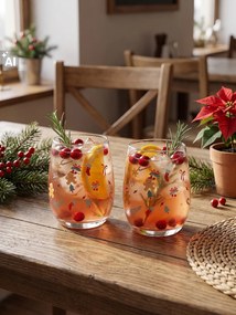 Sinsay - Vánoční sklenice s potiskem perníčků, vánočních stromků a cukrových hůlek 2 pack - clear