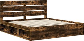 Rám postele Kouřový dub 200 x 200 cm Masivní borové dřevo 3411708