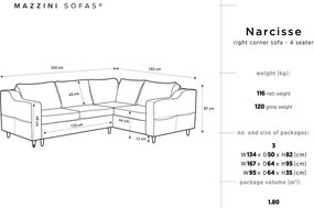 MAZZINI SOFAS Pětimístná rozkládací pohovka s úložným prostorem Narcisse pravý roh