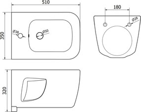 Mexen MARGO, závěsný bidet, 51 x 35 cm, bílá, 35425100